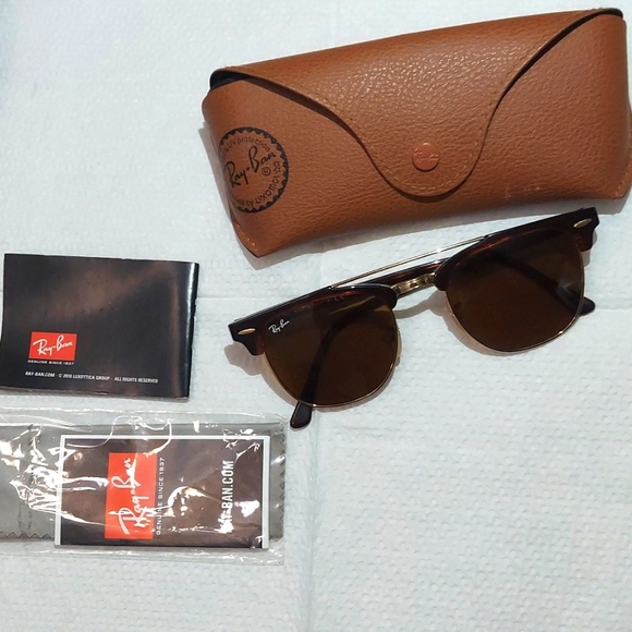 Ray-Ban | Accessories | Ray Ban Clubmaster Gold And Brown | Poshmark